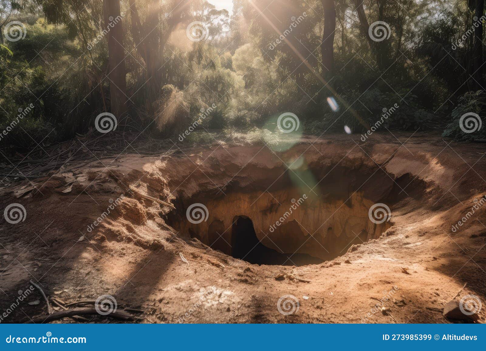 Sinkhole that Has Collapsed into Underground Cave System, with Sunlight ...