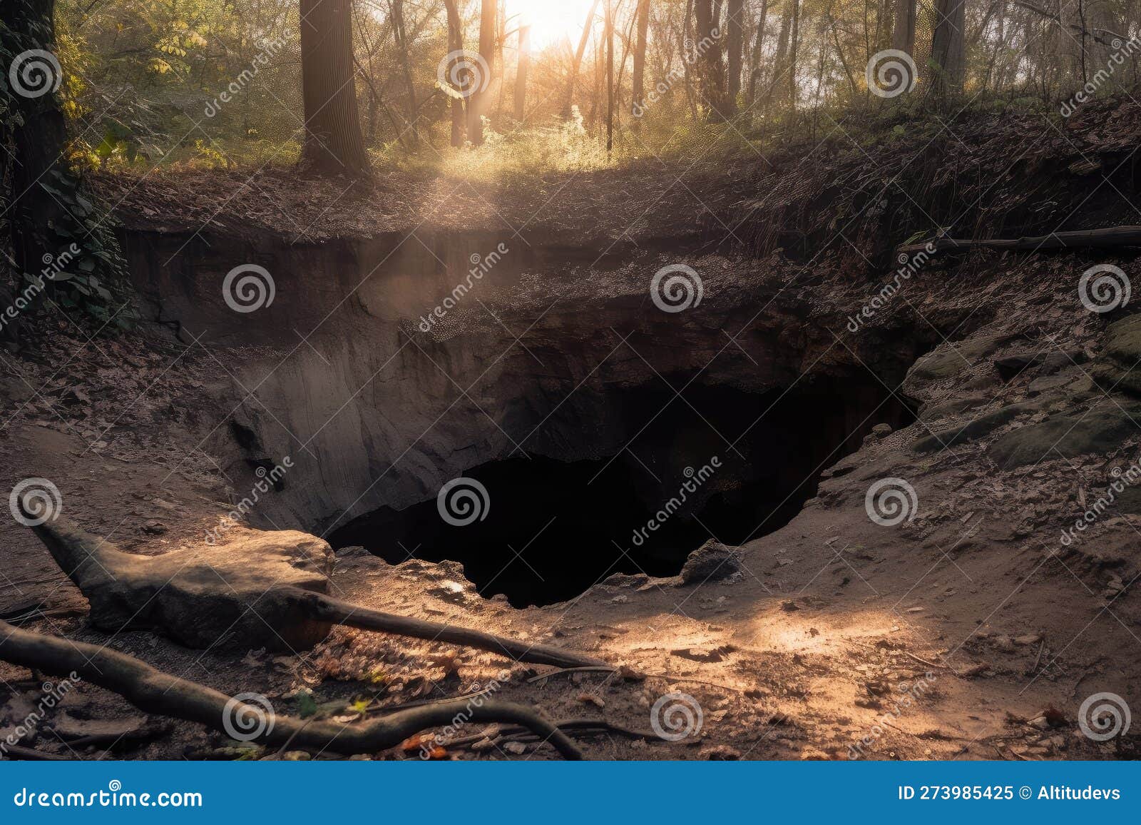 Sinkhole that Has Collapsed into Underground Cave System, with Sunlight ...