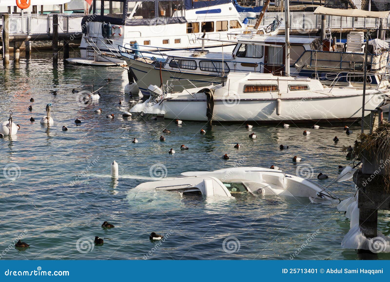 Sinking boat stock image. Image of dock, yacht, flooded - 25713401