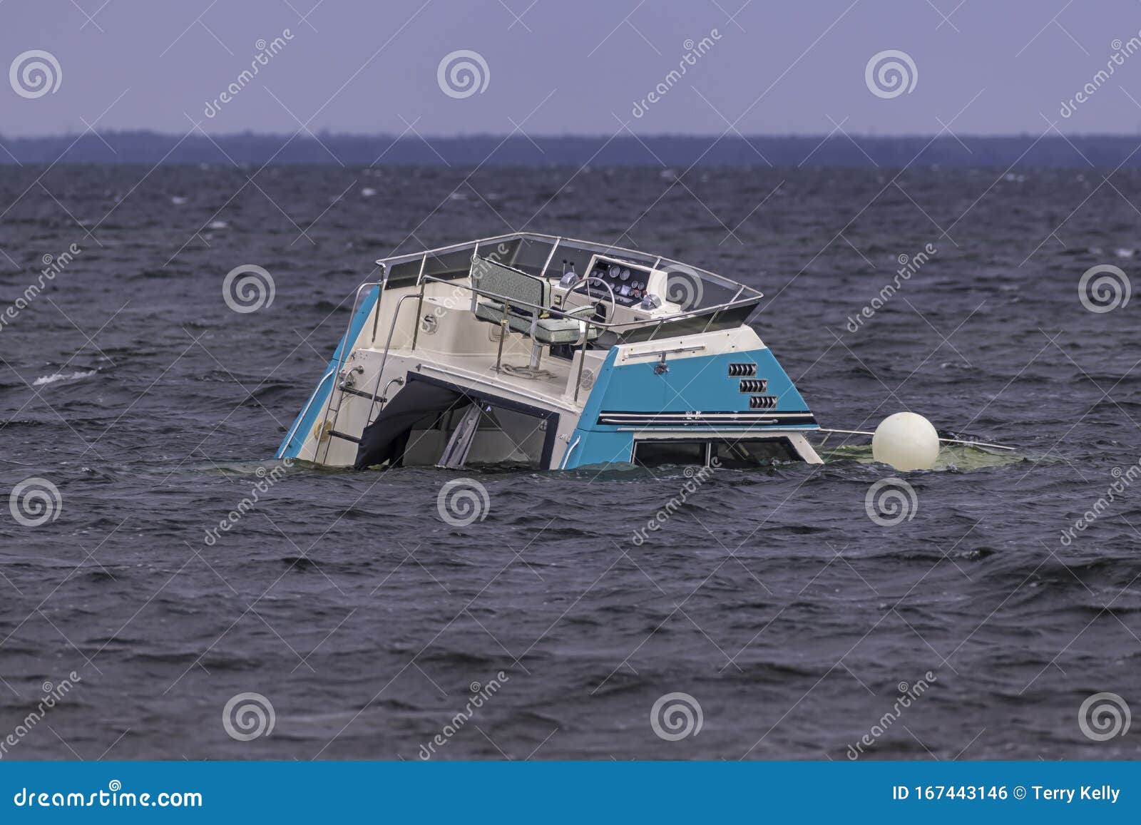 Sinking boat stock photo. Image of sink, blue, outdoors - 167443146