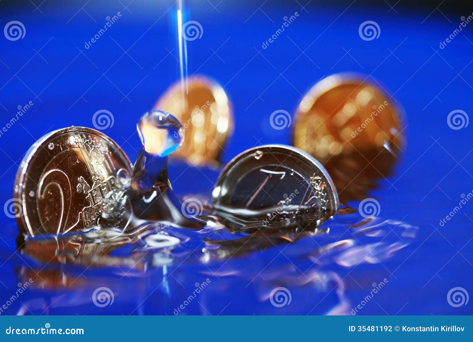 Sinking Coins stock photo. Image of conceptual, money - 35481192