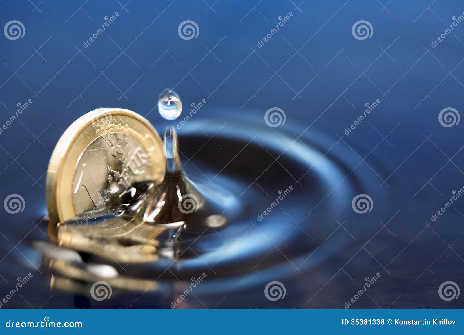 Sinking Euro Coin stock photo. Image of bankruptcy, euro - 35381338