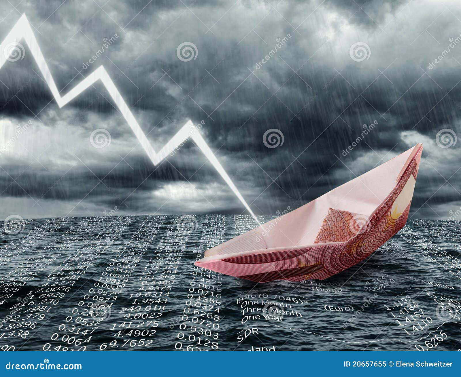 Sinking euro ship stock image. Image of earnings, crisis - 20657655