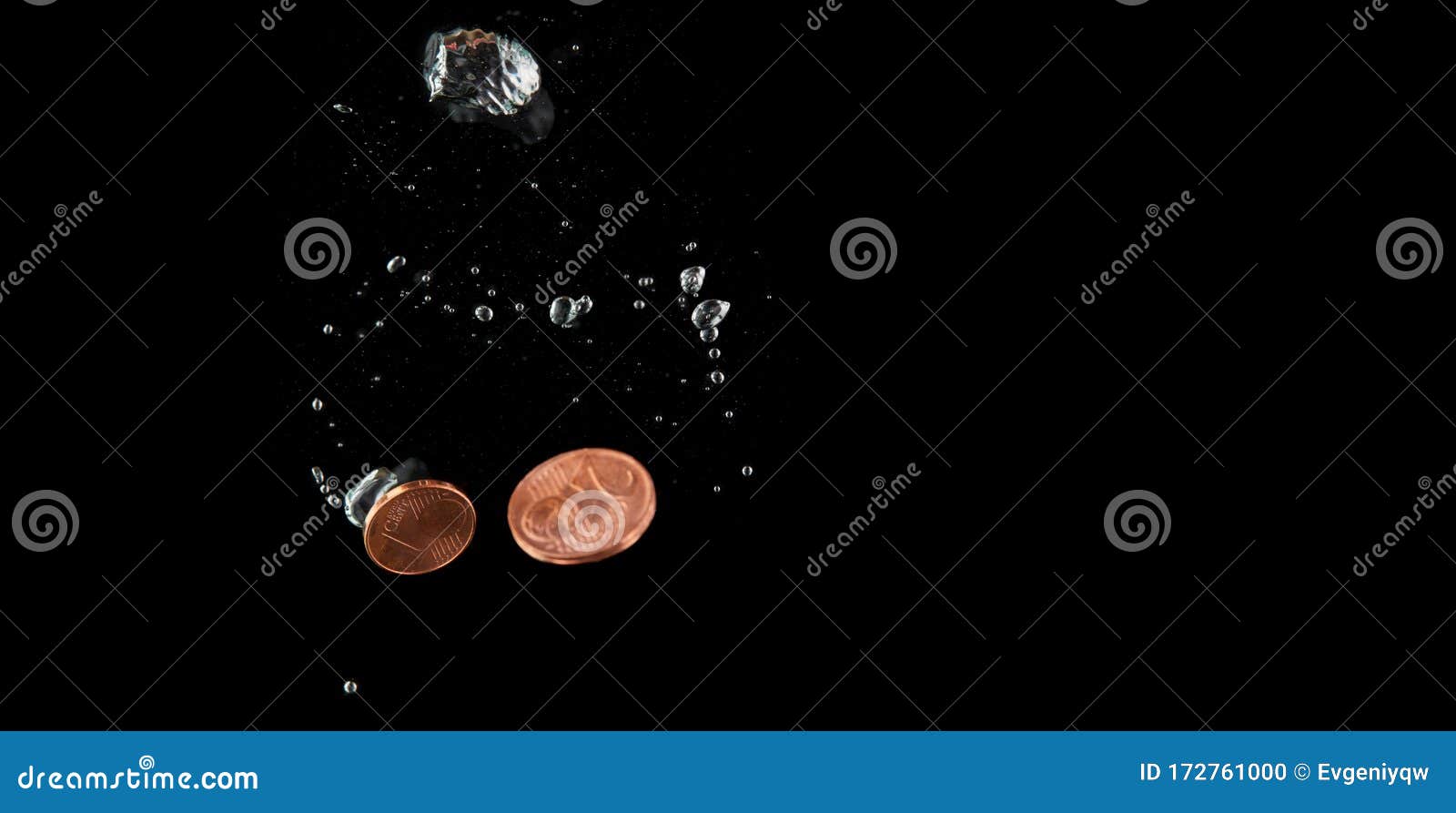 Sinking Euro. Splash Of Coins Falling Into The Water. Coins In The ...