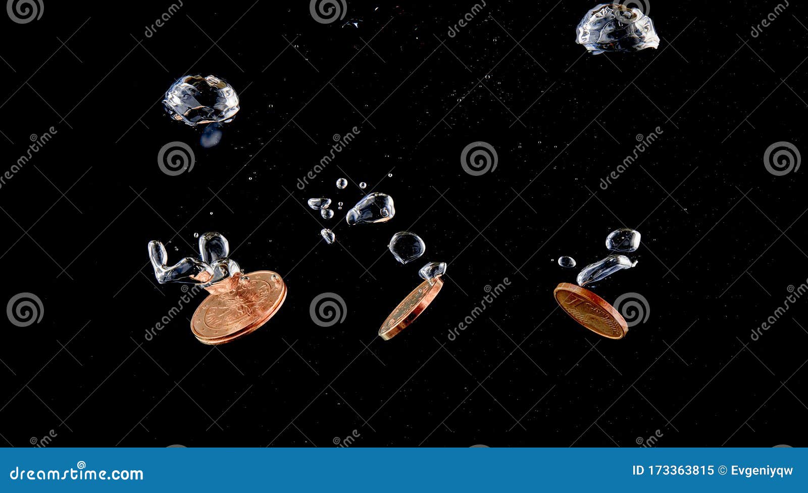 Sinking Euro. Splash Of Coins Falling Into The Water. Coins In The ...