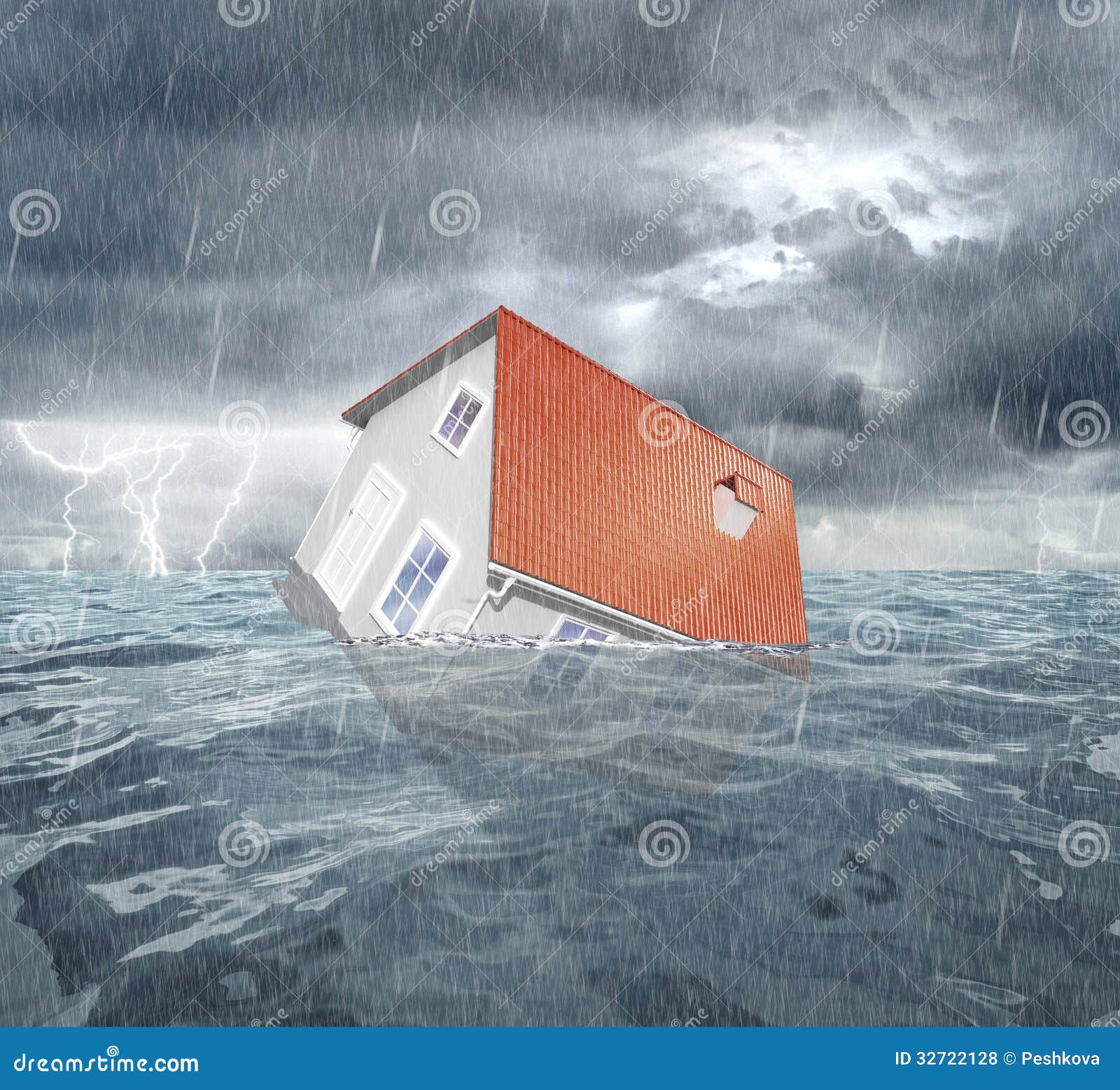 Sinking House Vector Illustration | CartoonDealer.com #20378594