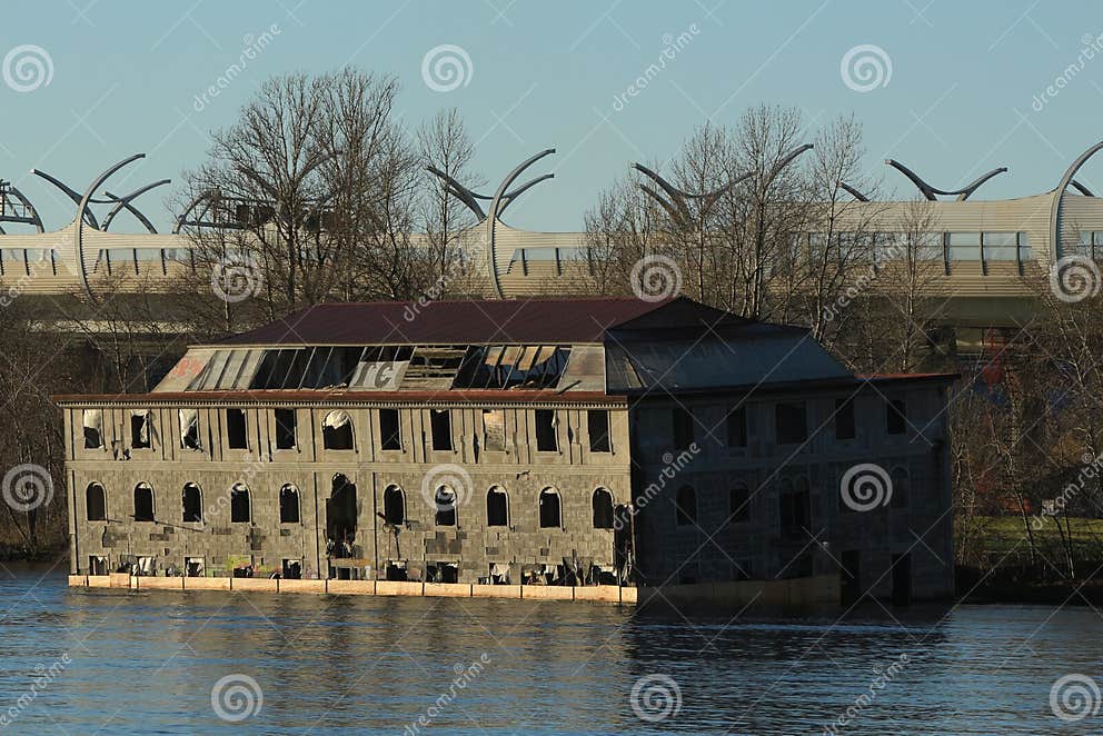 Sinking house in the river stock image. Image of shelter - 106548331