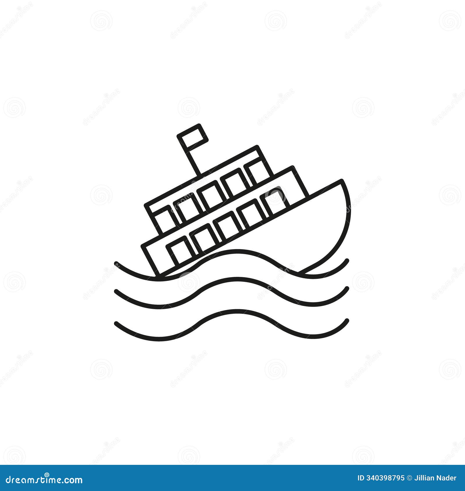 Sinking Icon Flat Line Symbol Set Stock Illustration - Illustration of ...