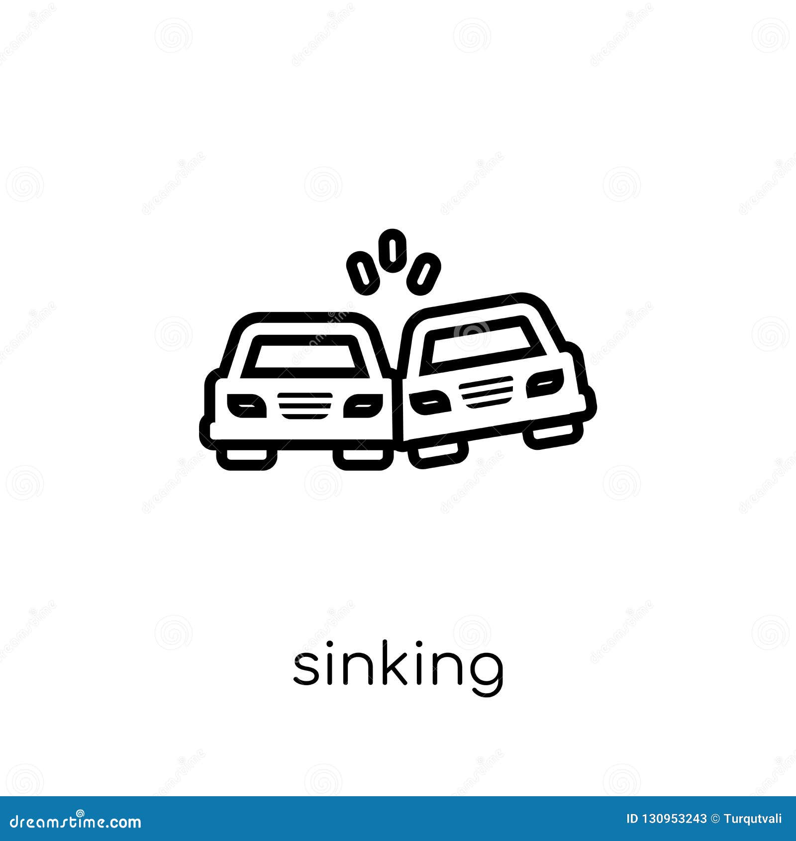 Sinking Icon. Trendy Modern Flat Linear Vector Sinking Icon on W Stock ...