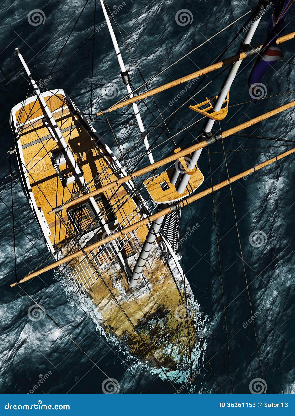 Sinking pirate brigantine stock image. Image of storm - 36261153