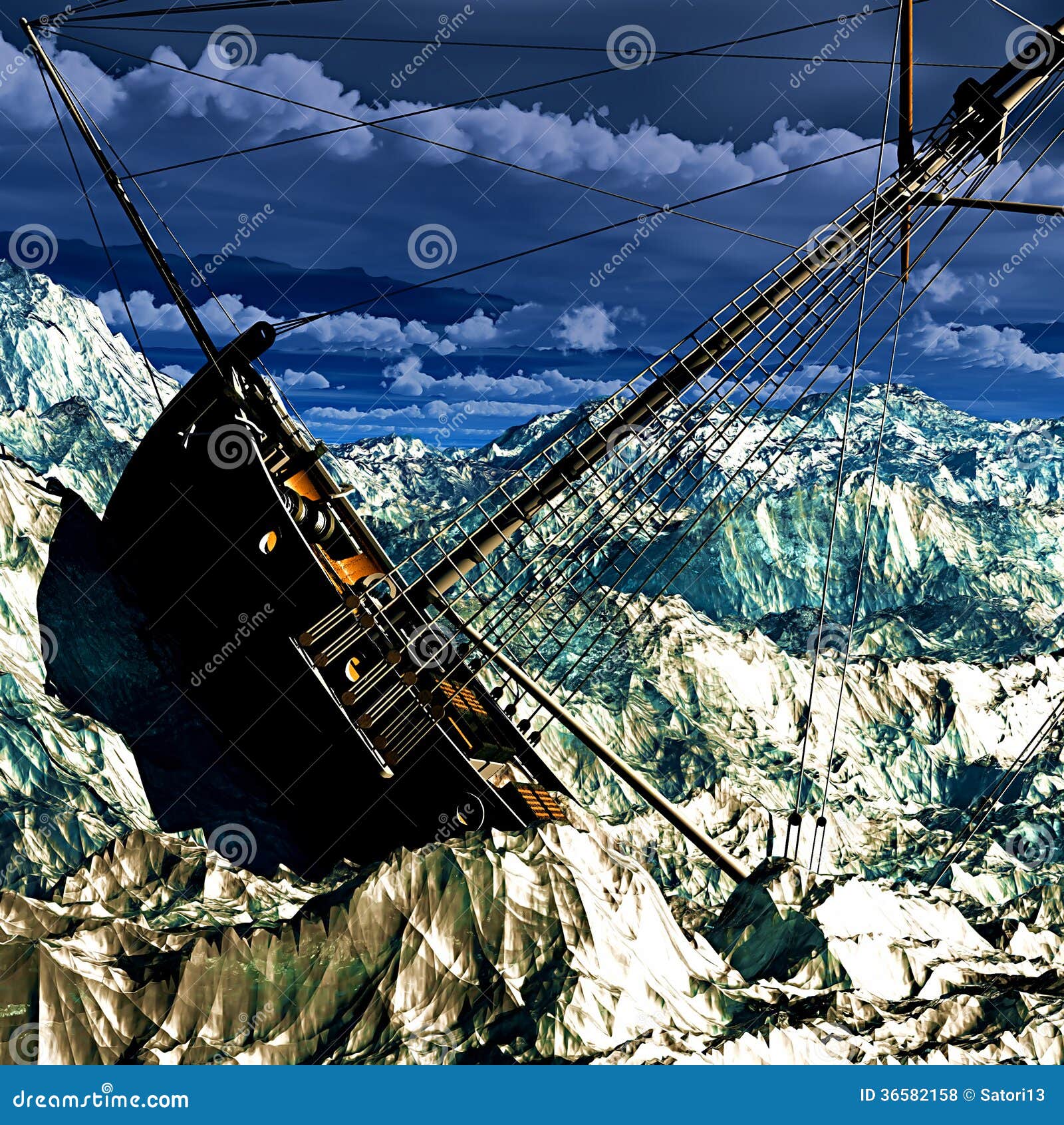 Sinking pirate brigantine stock photo. Image of history - 36582158