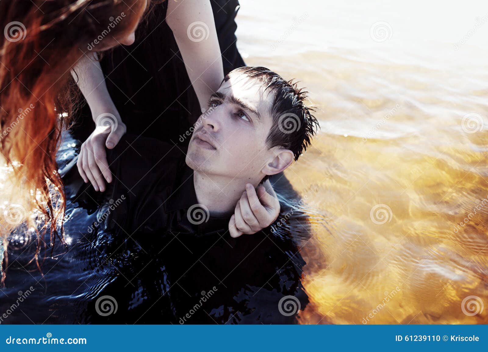 Sinking in the Problems. Young Man Experiencing Stock Photo - Image of ...