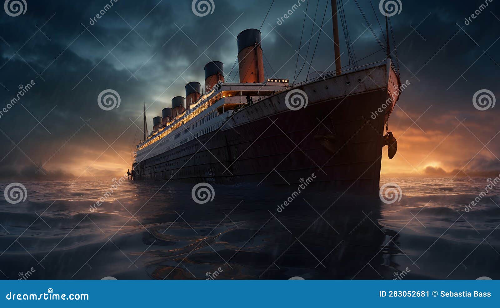 Sinking of the RMS Titanic stock illustration. Illustration of ...