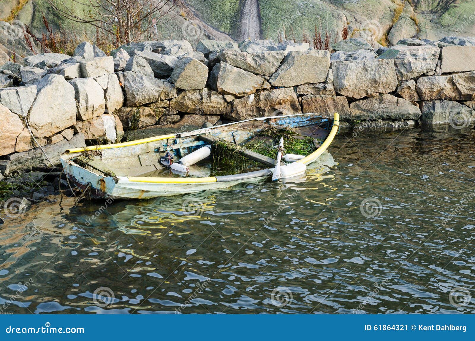 Sinking roowboat stock image. Image of boat, rope, wooden - 61864321