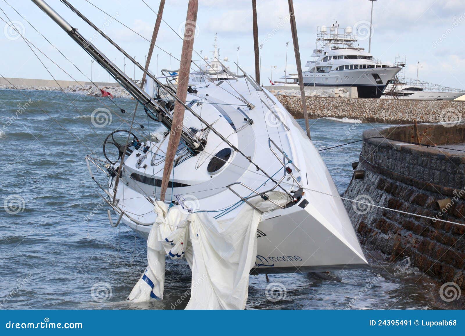 Sinking sailboat editorial photo. Image of sailing, firefighters - 24395491