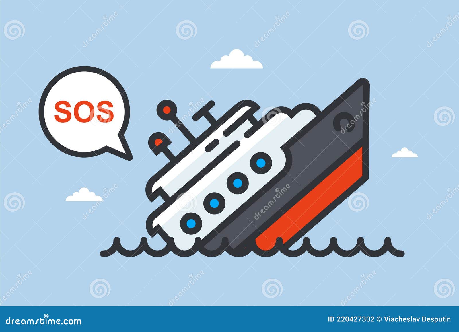 A Sinking Ship Asks for Help. Stock Vector - Illustration of bubble ...