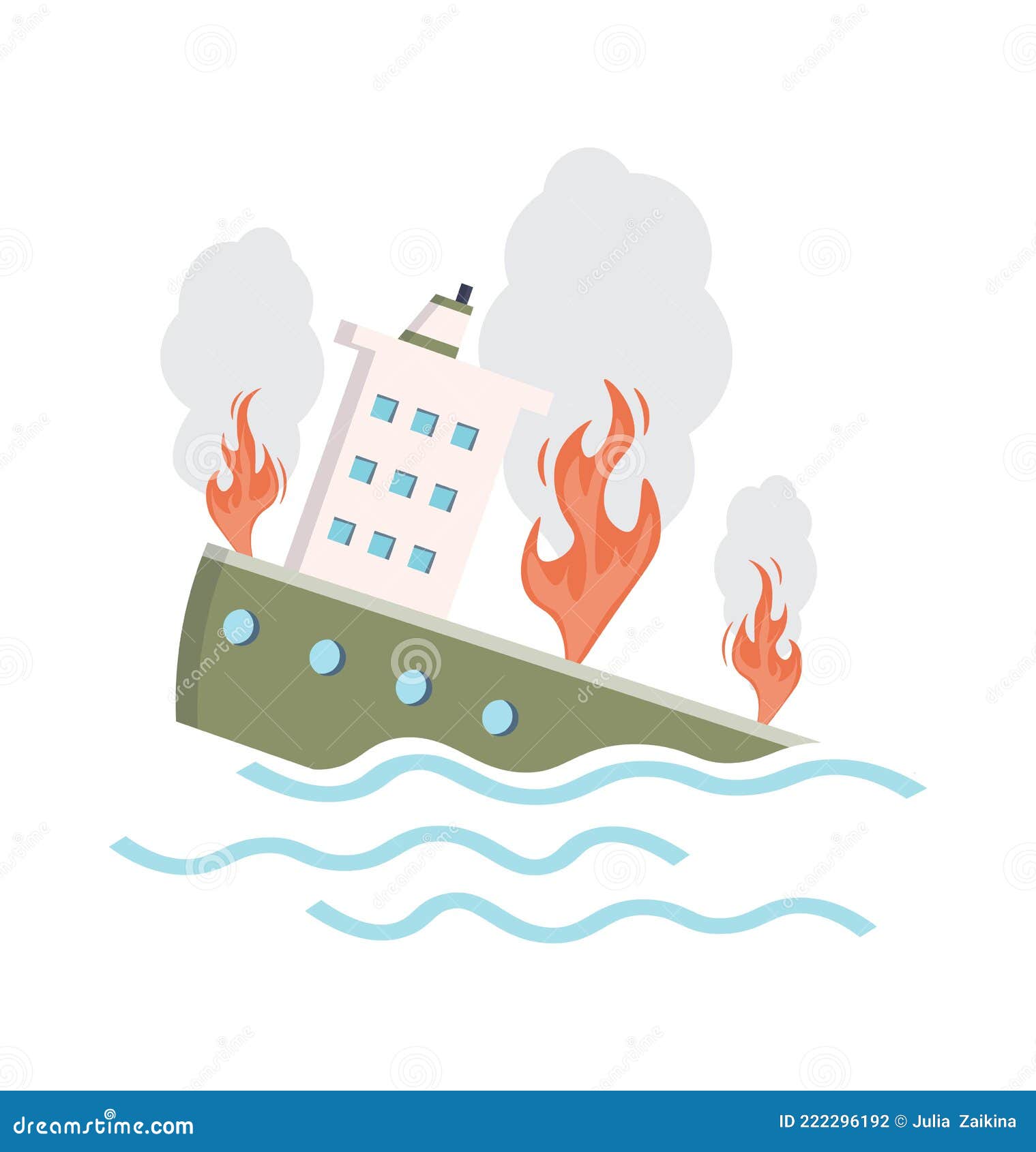 Sinking Ship. Fire On A Tanker. Vector Illustration | CartoonDealer.com ...
