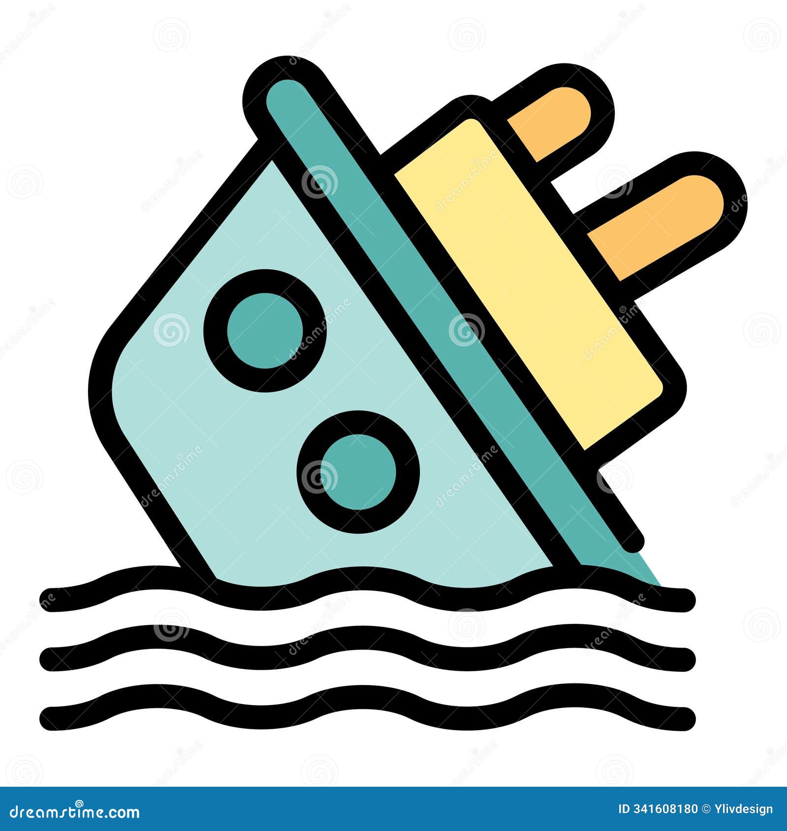 Shipwreck Sinking Under Ocean Waves Icon Stock Illustration ...