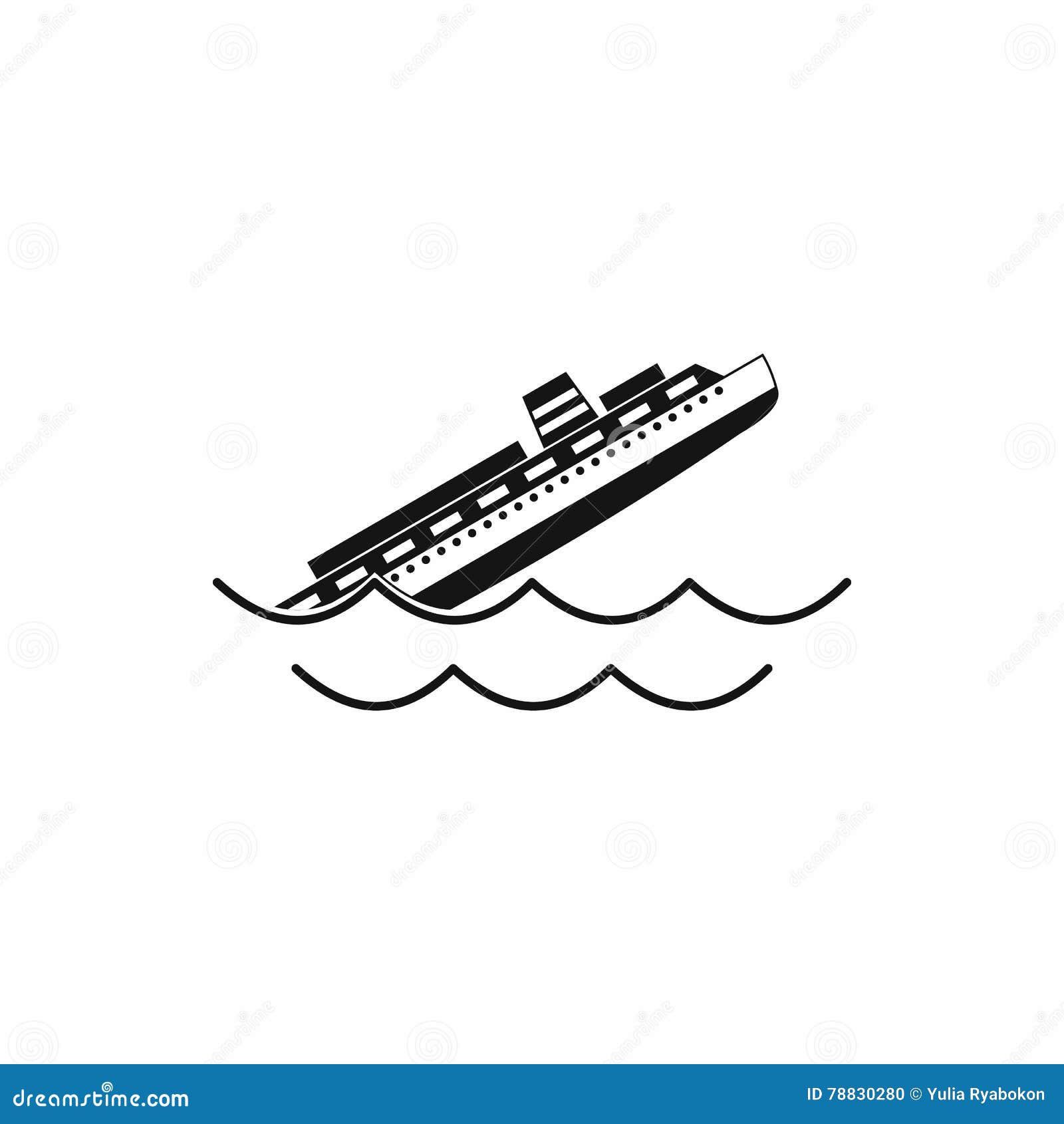 Sinking Ship Icon, Simple Style Stock Vector - Illustration of flop ...