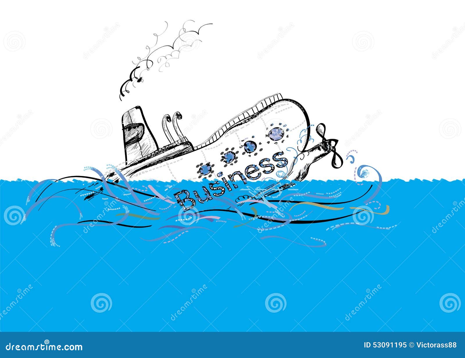 Sinking Ship stock illustration. Illustration of collapse - 53091195