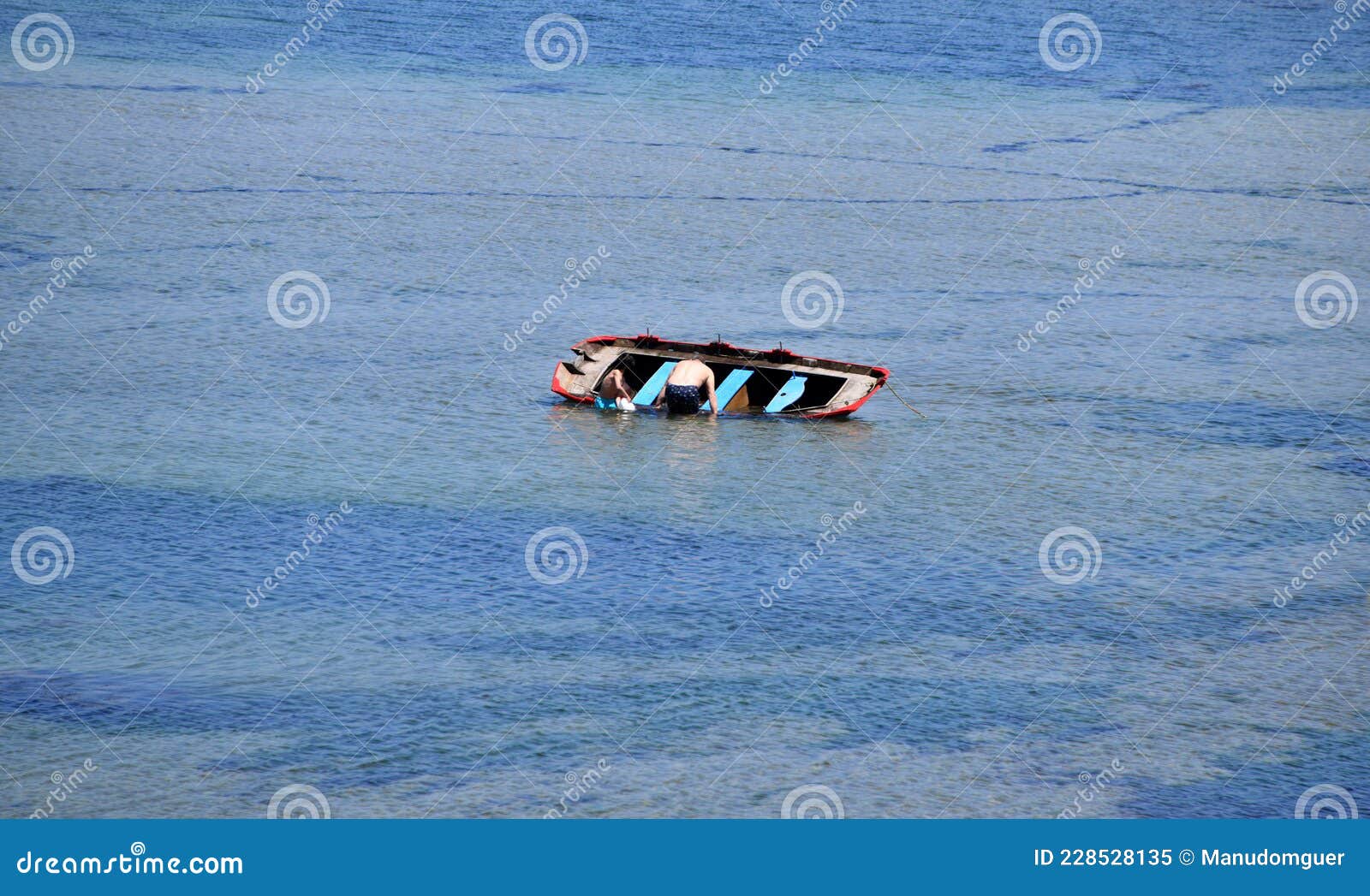 Sinking Ship. 2 People Trying To Get on a Sinking Ship Stock Image ...