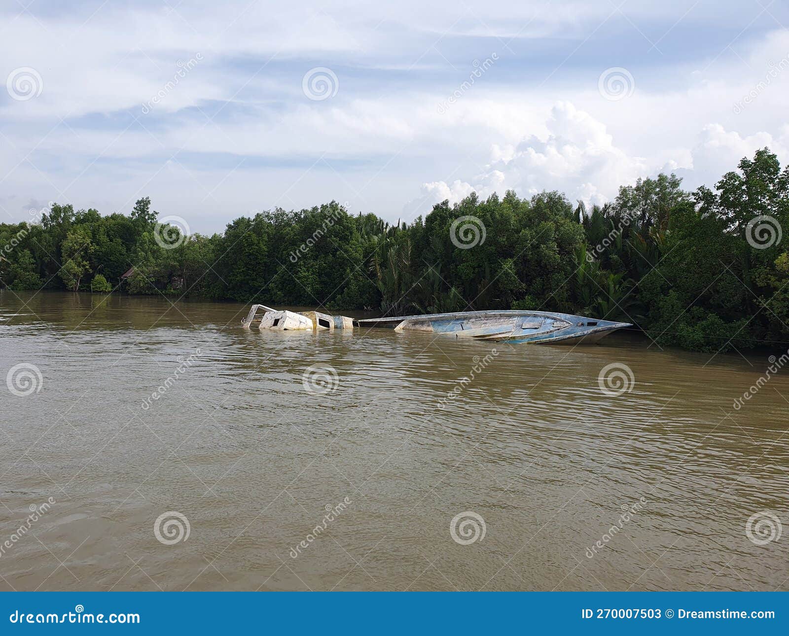 Sinking Ship at River stock image. Image of sinking - 270007503