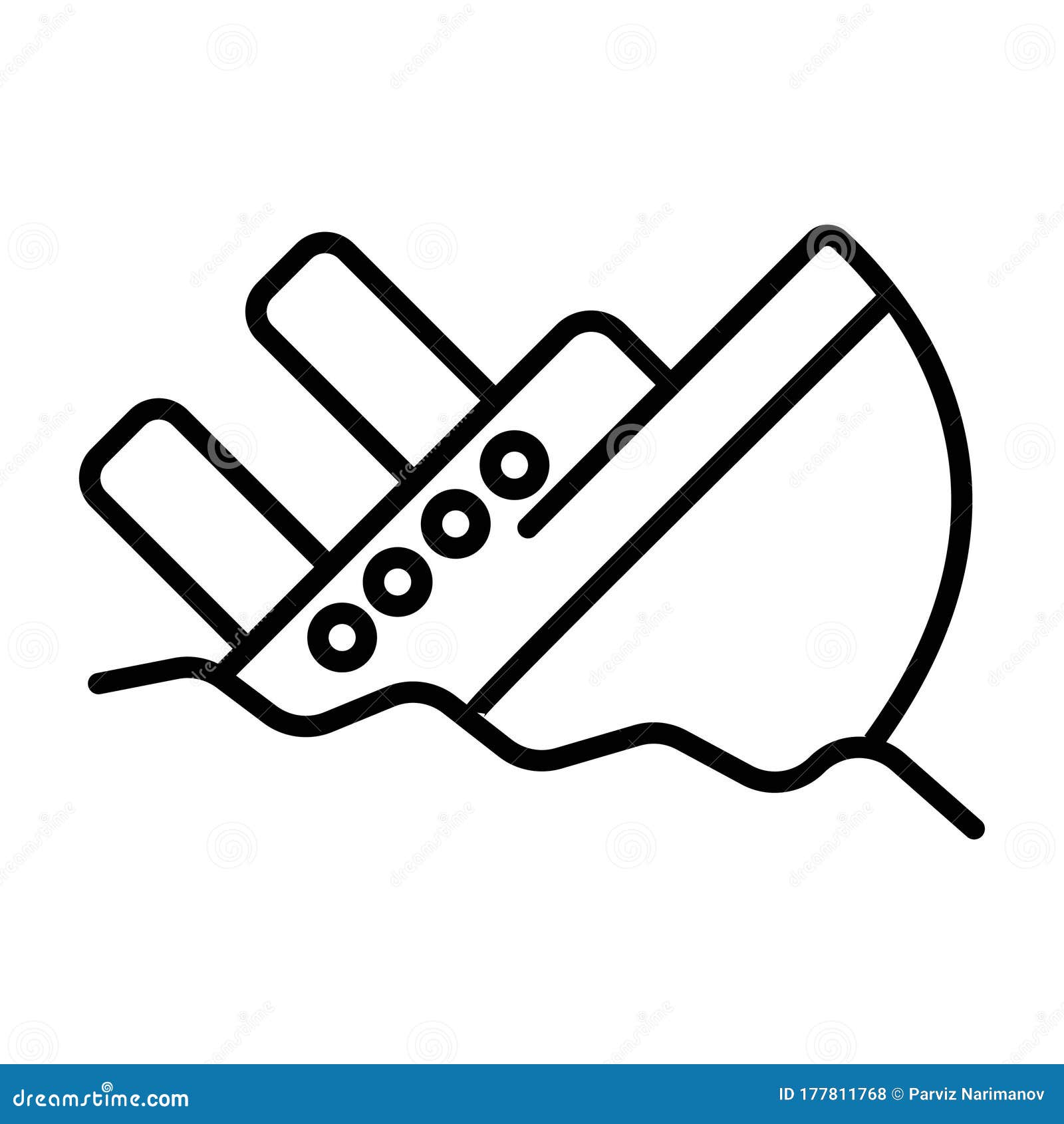 Sinking Ship Thin Line Icon, Disaster and Water, Boat Catastrophe Sign ...