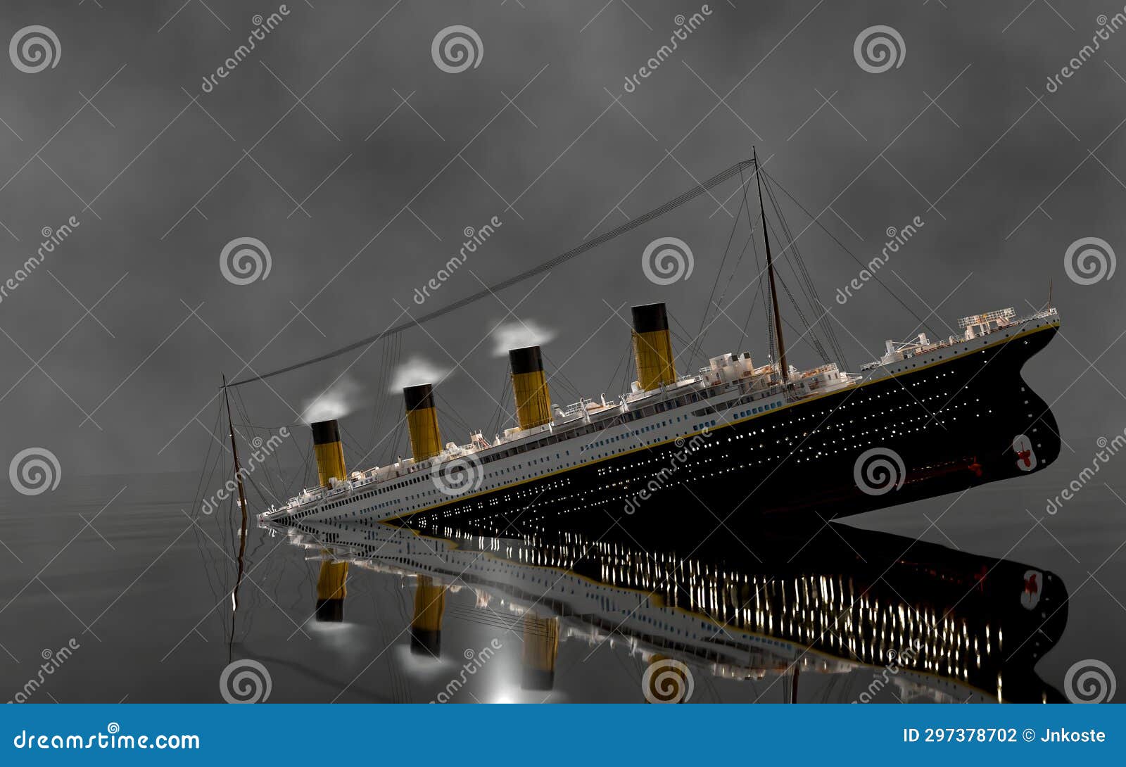 Sinking Steamer Steam Boat at Night 3D Render Image in HDR Stock ...