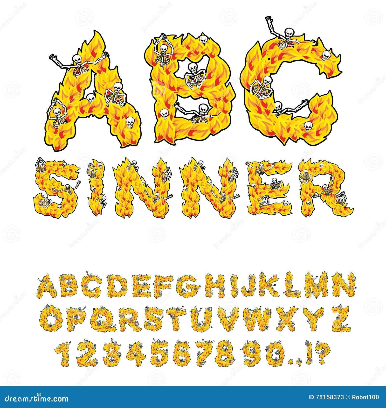 666 Font. Hell ABC. Fire Letters. Sinners In Fiery Gehenna. Infernal ...
