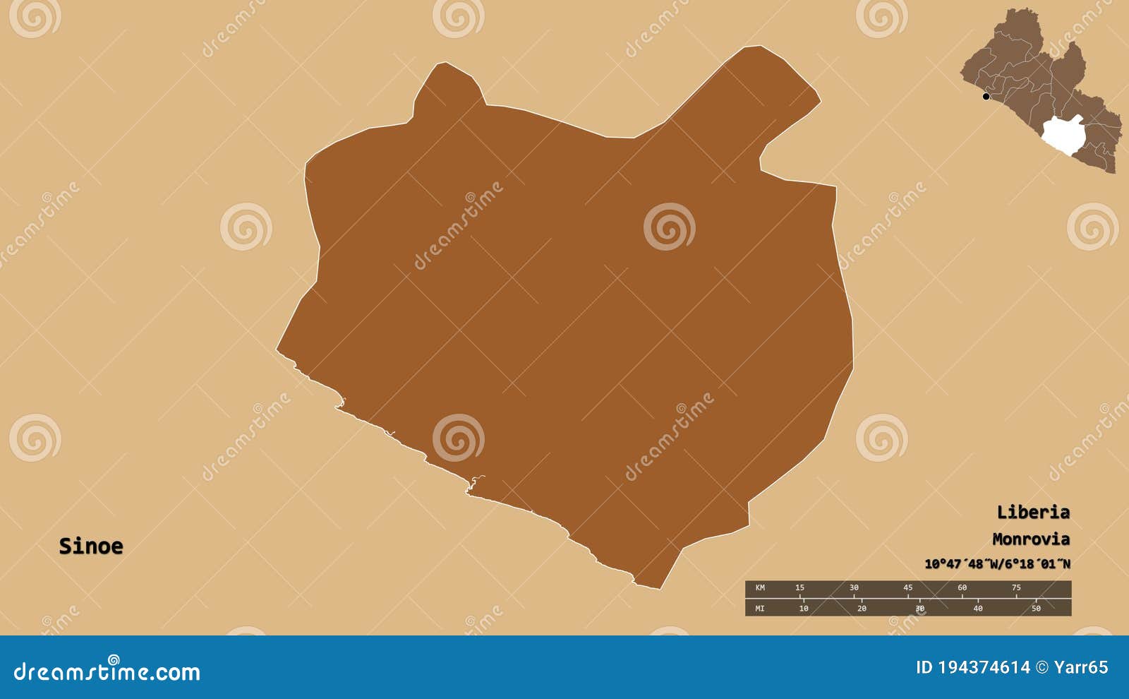 Sinoe, County of Liberia, Zoomed. Pattern Stock Illustration ...