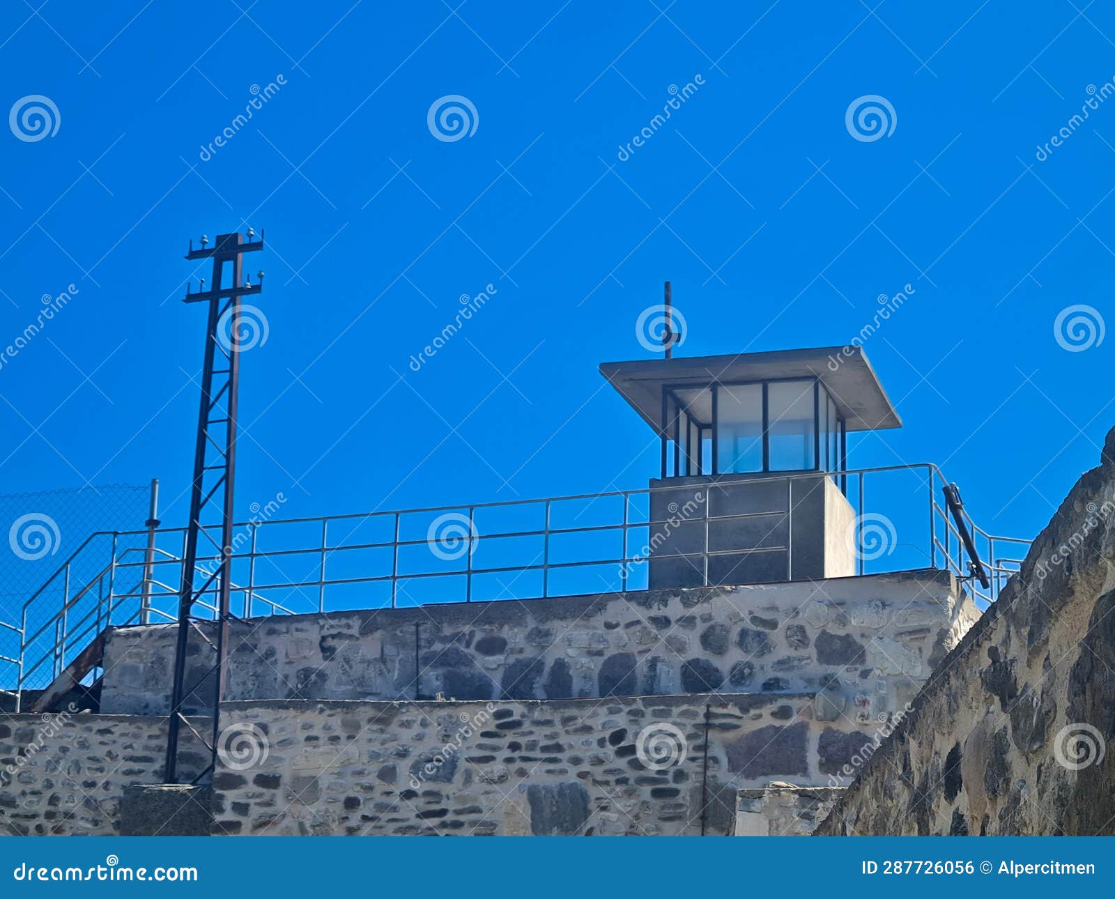 Sinop Prison Watchtower Blue Sky Background in Turkey Stock Photo ...