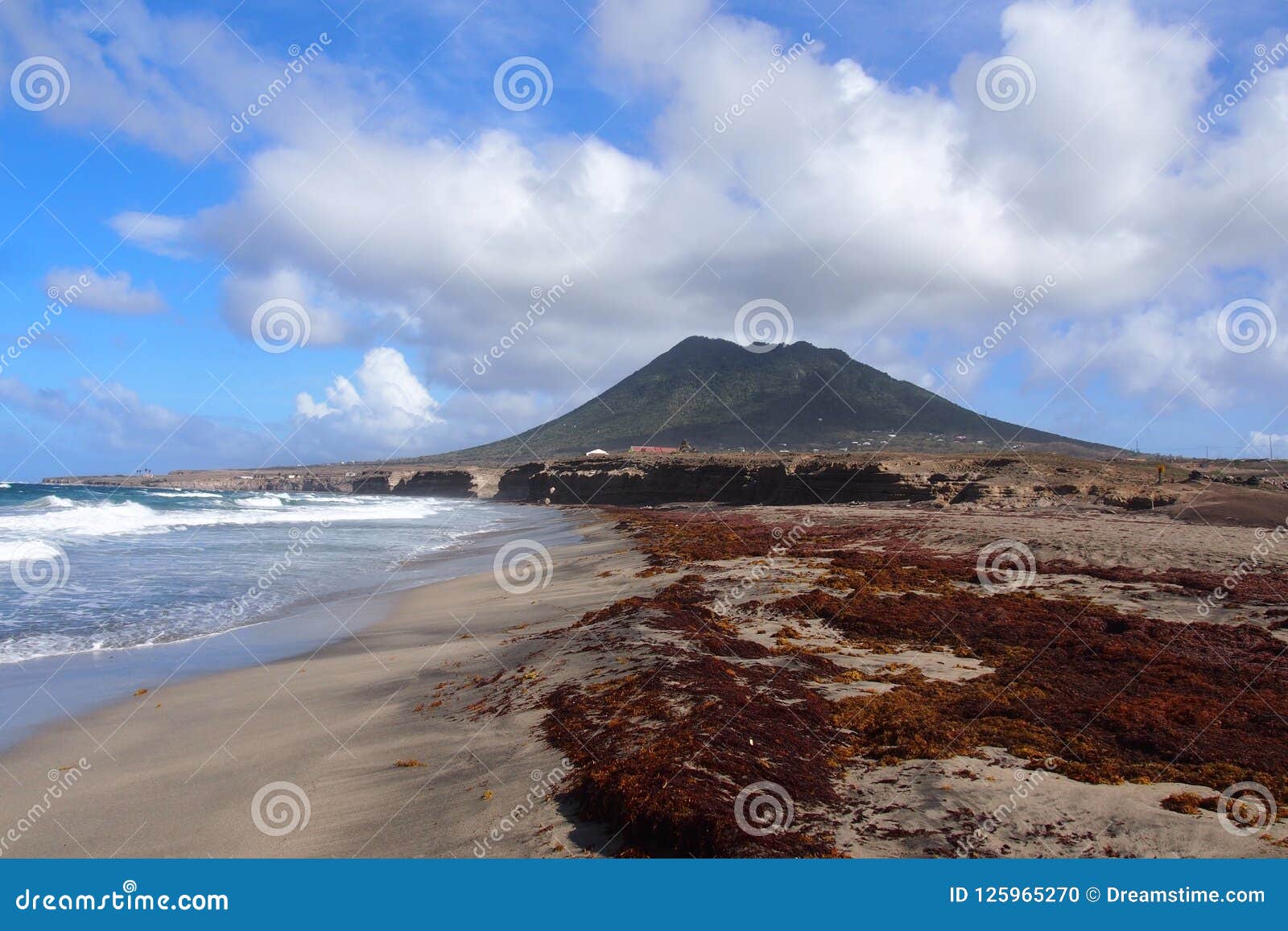 Sint Eustatius Quill Mountain & Zeelandia Beach Stock Photo - Image of ...