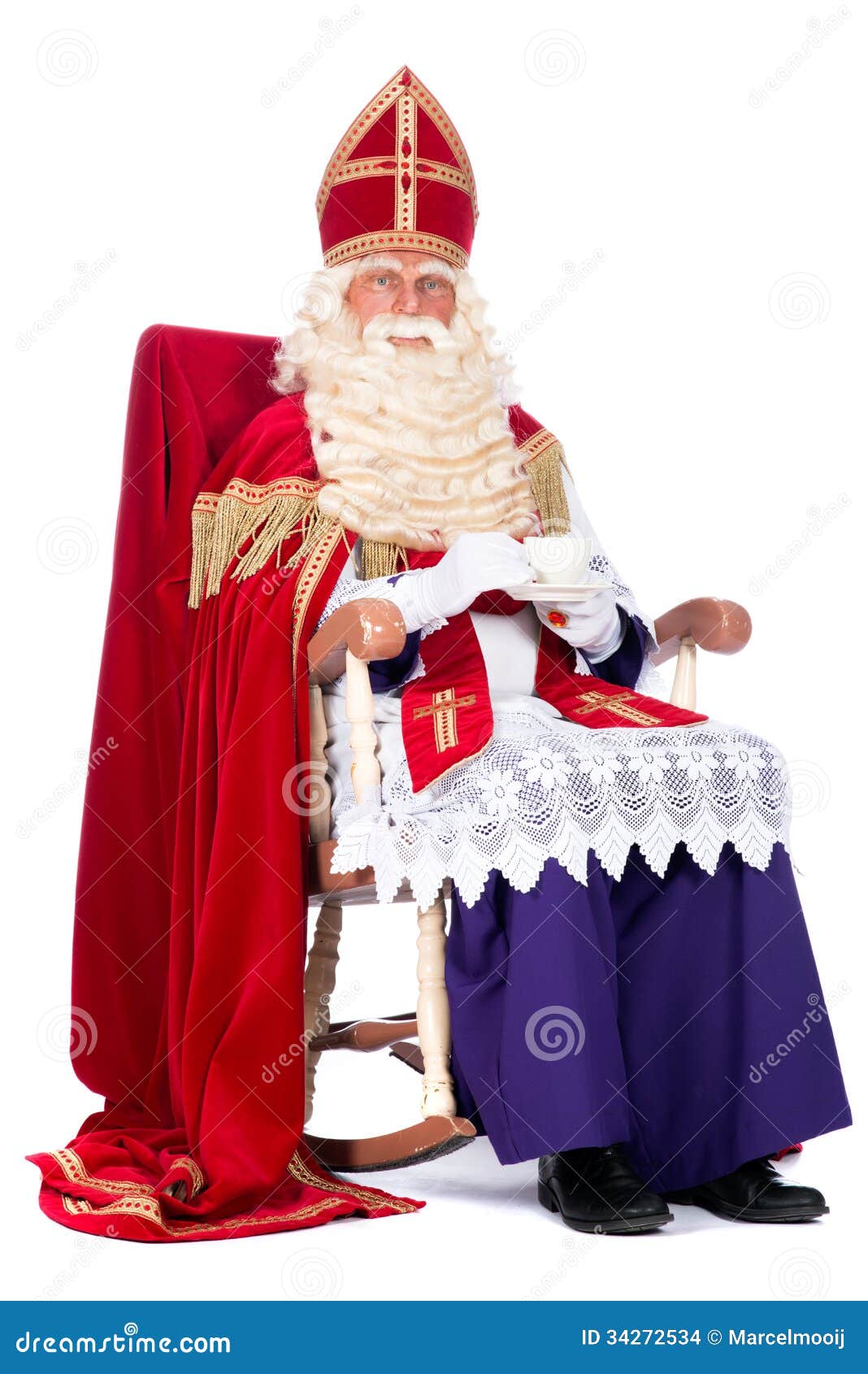 Sinterklaas on his chair stock photo. Image of mitre - 34272534