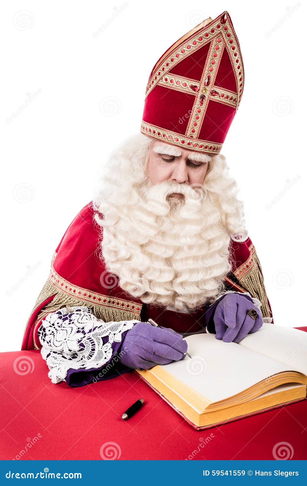 Sinterklaas met boek stock afbeelding. Image of rood - 59541559