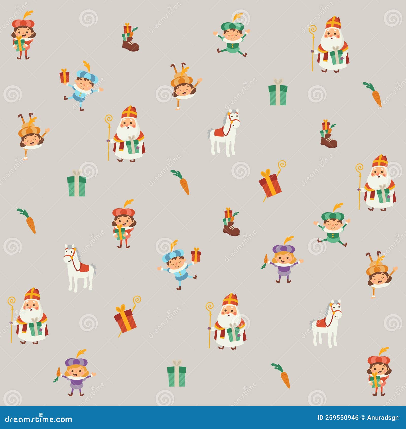 Sinterklaas Or Saint Nicholas Friend With Gifts - Vector Illustration ...