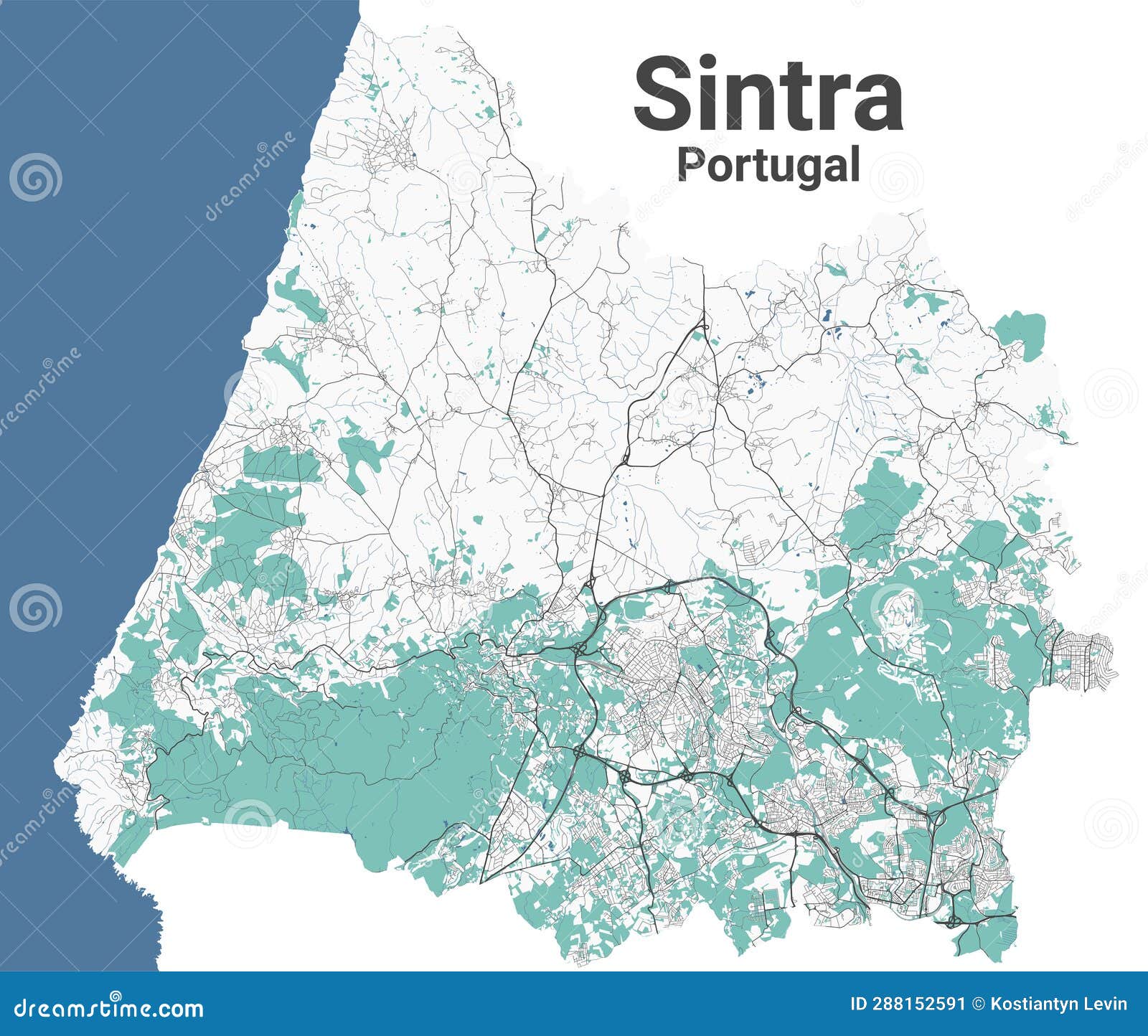 Sintra Map, Administrative Area Stock Illustration - Illustration of ...