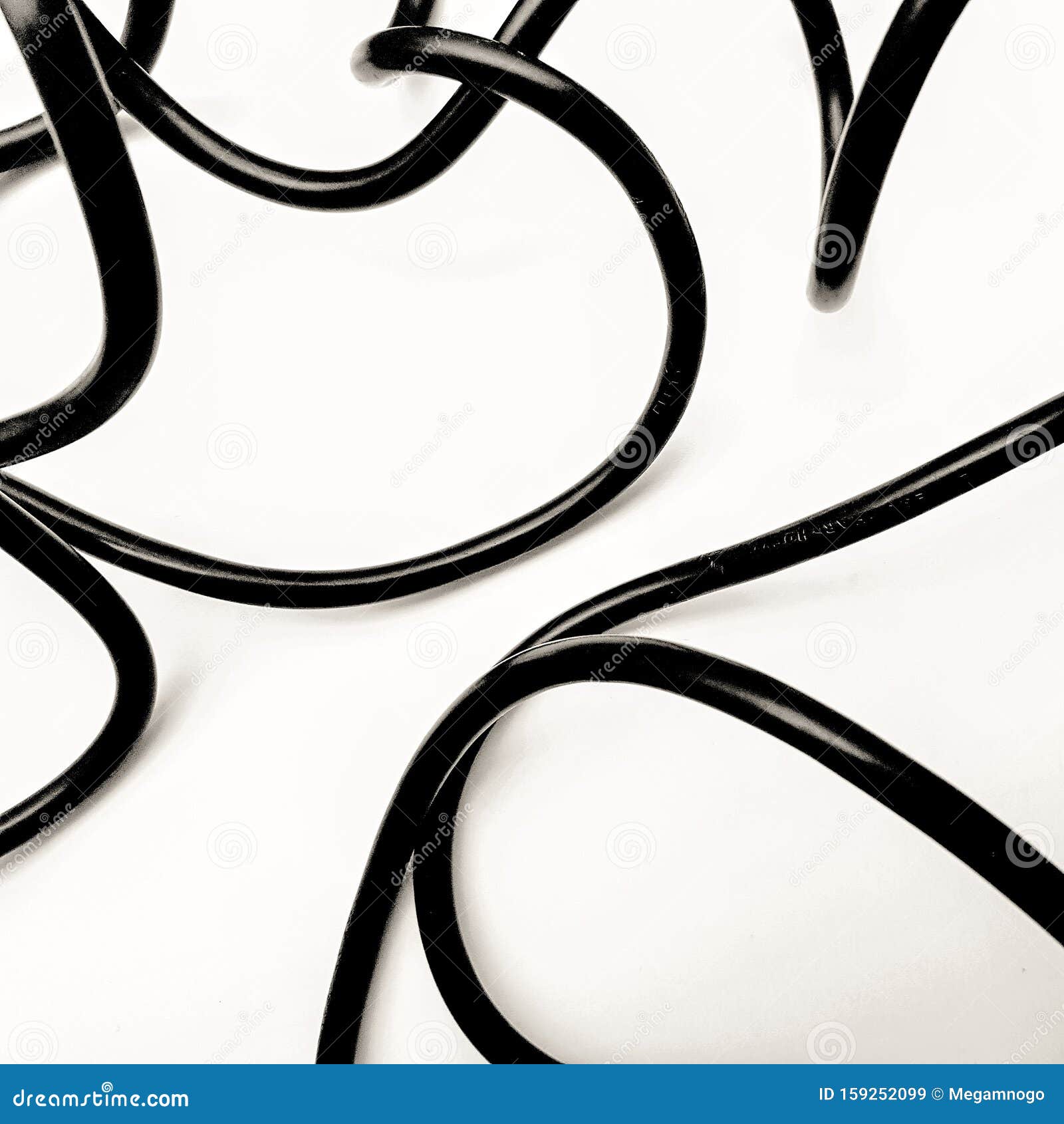 Sinuous Black Wire on a White Background Stock Image - Image of element ...