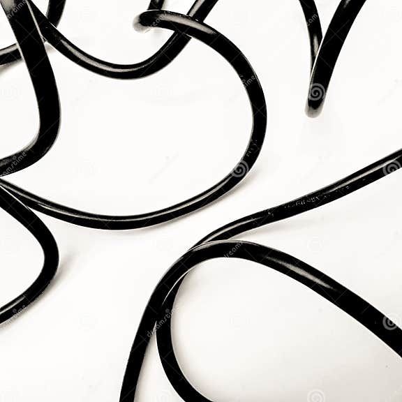 Sinuous Black Wire on a White Background Stock Image - Image of element ...