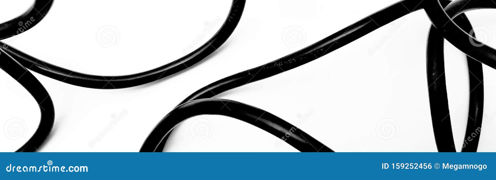 Sinuous Black Wire on a White Background Stock Photo - Image of power ...