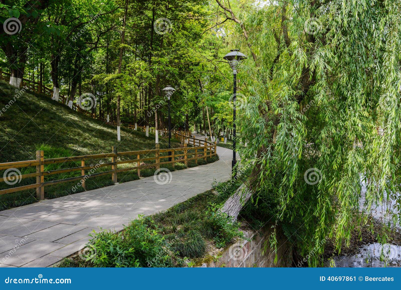 Sinuous Path in Verdant Spring Stock Image - Image of hillside, path ...