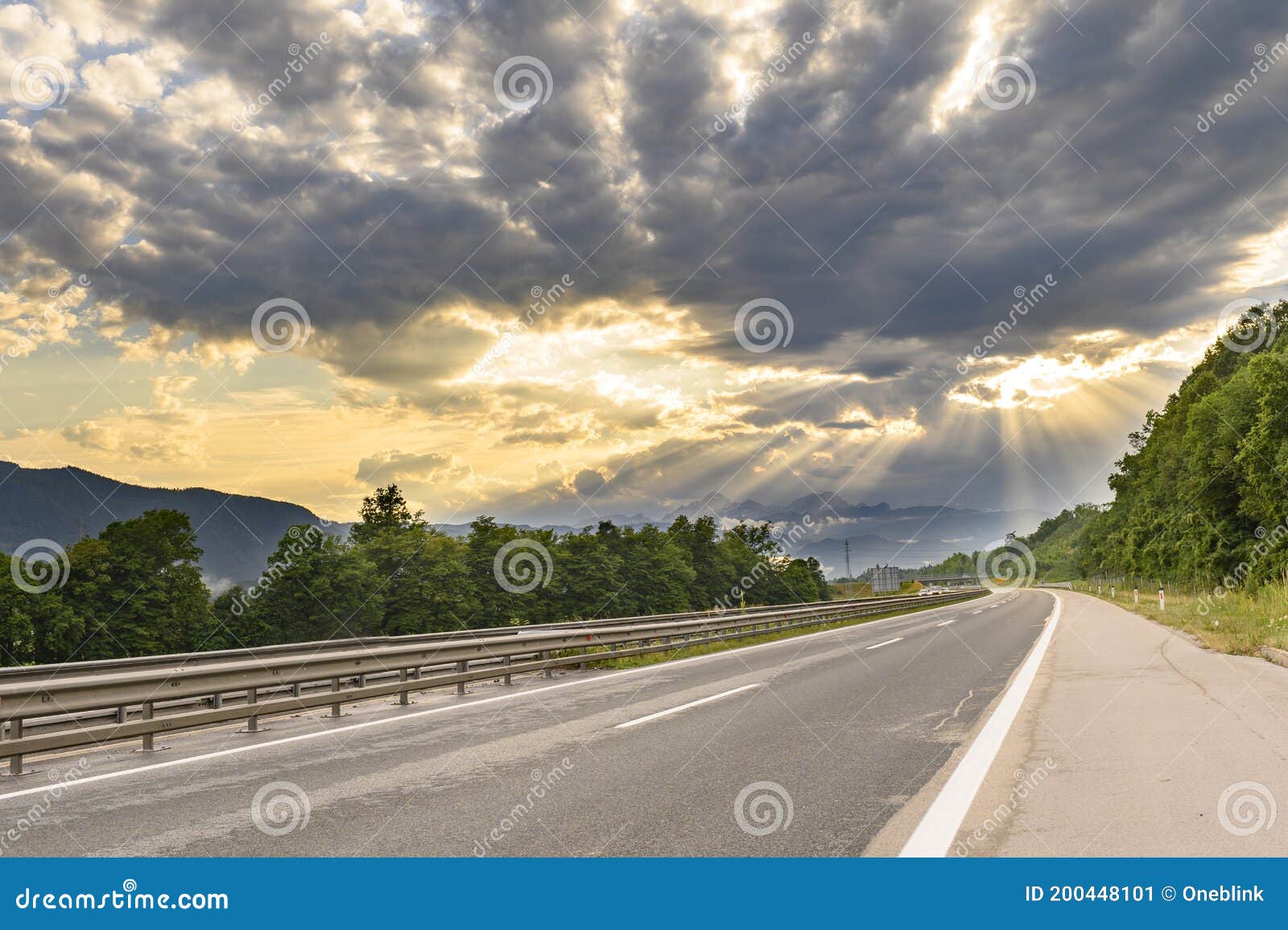 Sinuous Road in Summer Day stock image. Image of nature - 200448101