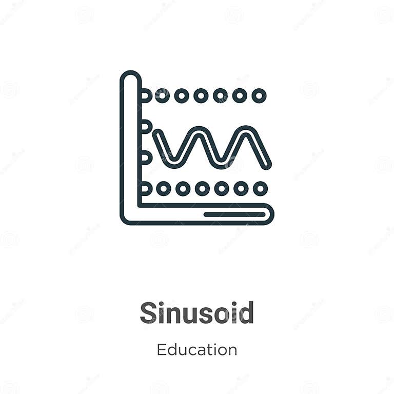 Sinusoid Outline Vector Icon Thin Line Black Sinusoid Icon Flat