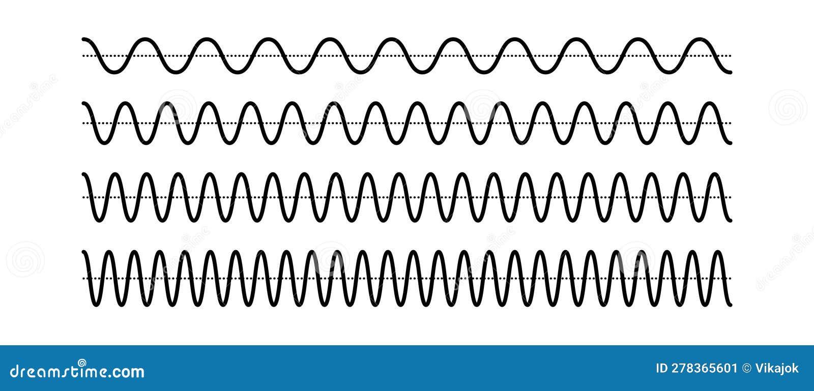Sinusoid Signals Set Black Curve Sound Waves Collection Voice Or