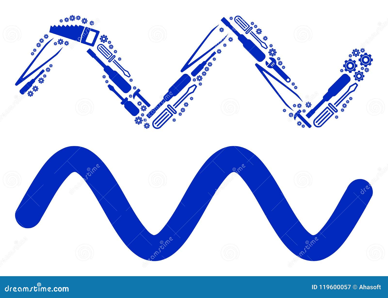 Sinusoid Wave With Point Vector Icon. Curve Line Infographic. Stock ...