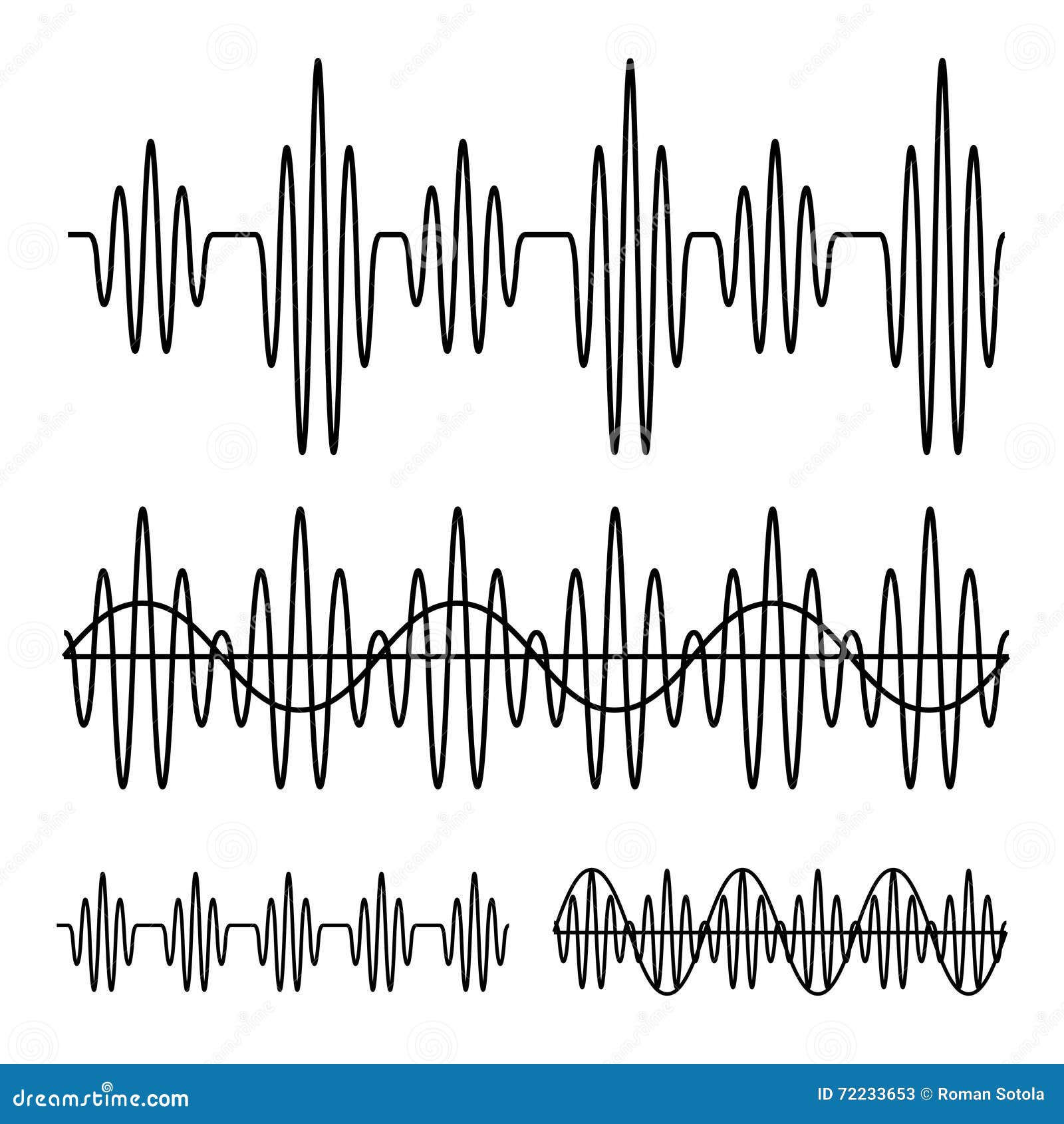 Sinusoidal Sound Wave Black Line Stock Vector - Illustration of design ...