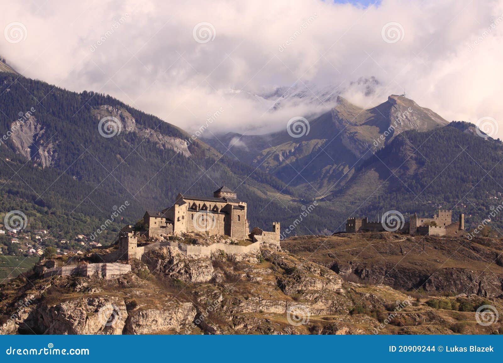 Sion castles stock photo. Image of tourbillon, switzerland - 20909244