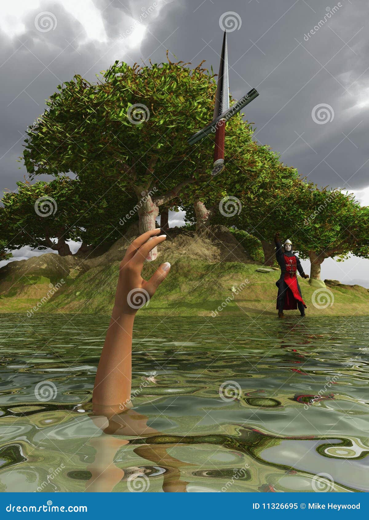 Sir Bedivere at the Lake Shore Stock Illustration - Illustration of ...