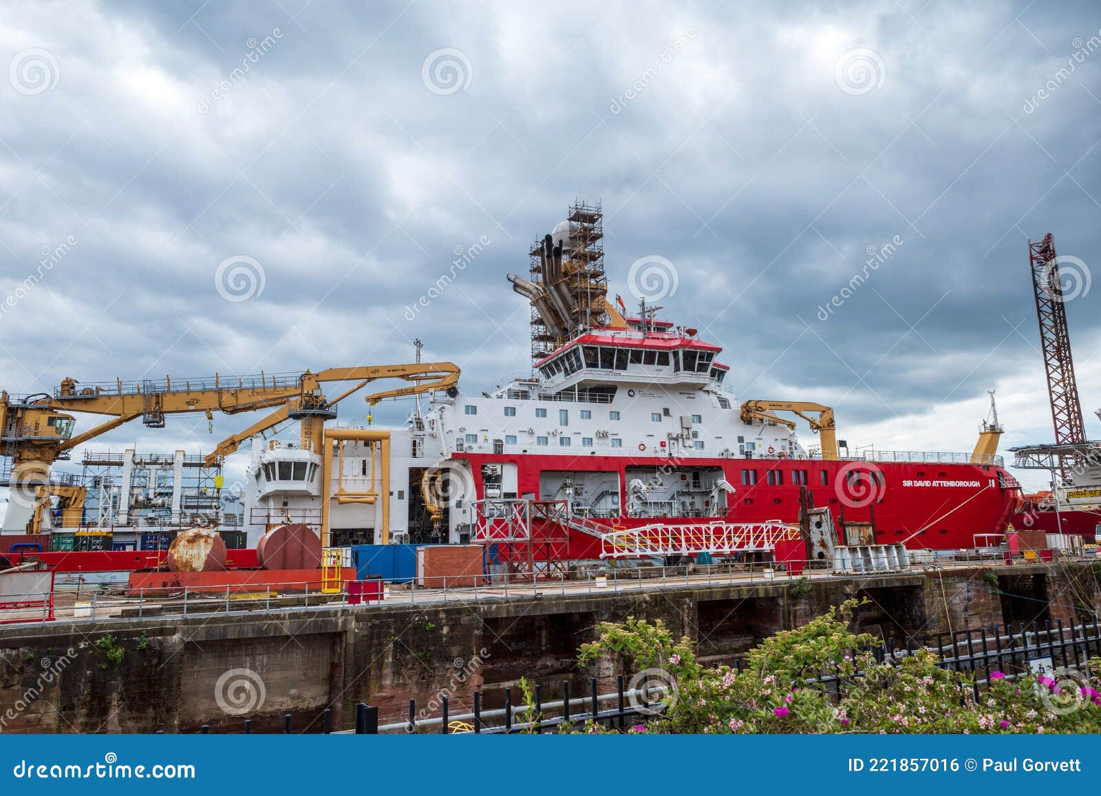 Sir David Attenborough Ship Being Refitted in the Dry Dock Editorial ...
