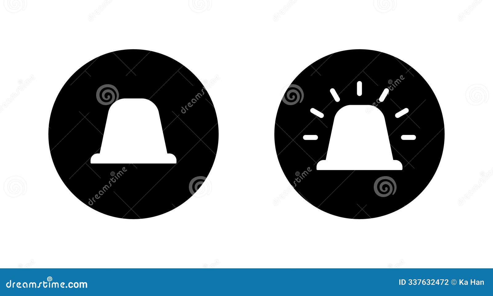 Siren Icon on Black Circle. Emergency Light Sign Symbol Stock ...