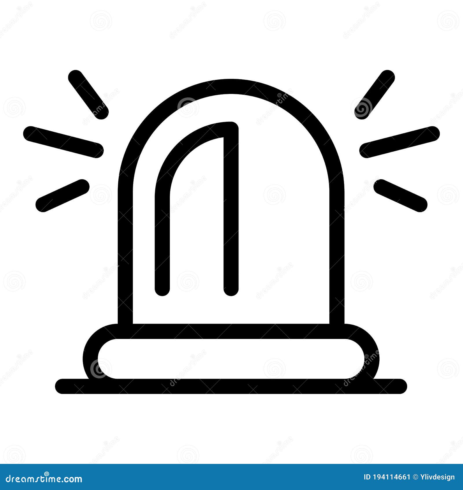 Siren icon, outline style stock vector. Illustration of glowing - 194114661